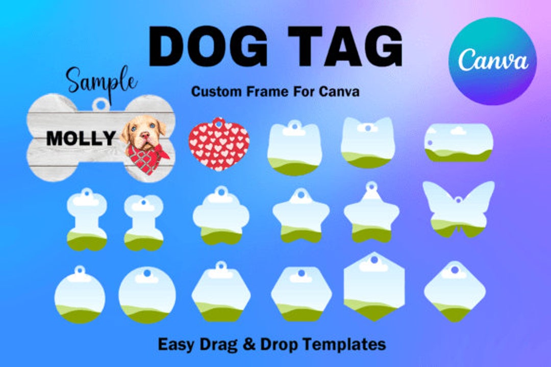 Canva Editable Frame Dog Tag Collar Frame Mockup Printables Easy Drag ...
