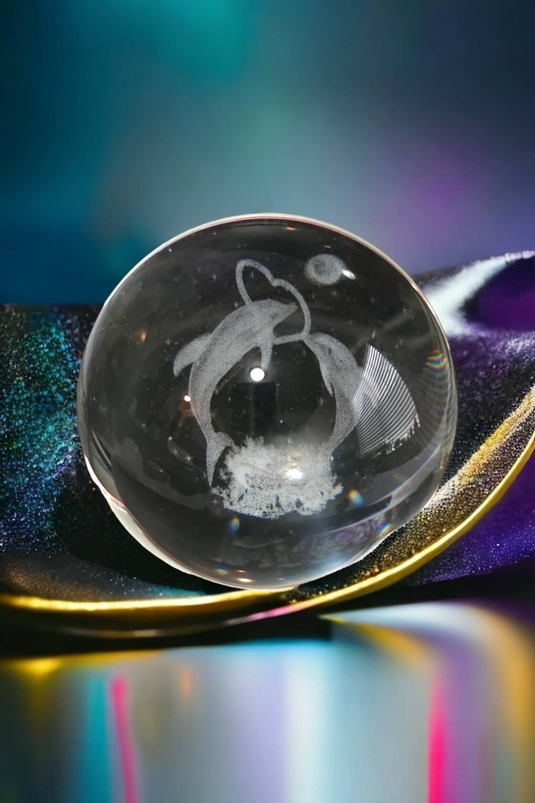 Dolphin Laser Etched Glass Sphere - Etsy