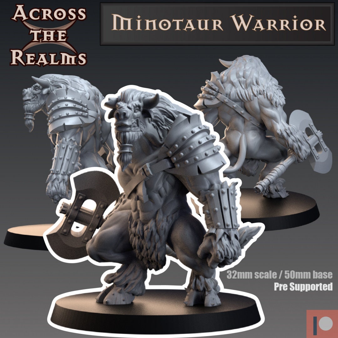 Toys DnD Miniature Minotaur warrior by across the realms 50mm base Toys ...