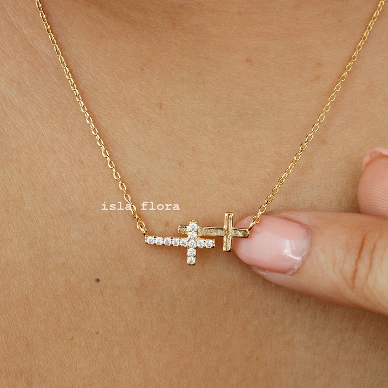 Double Cross Necklace - Etsy