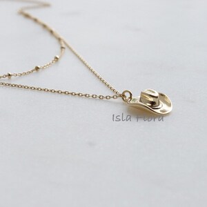 Layered Cowboy Hat Pendant Necklace, Gold Cowgirl Dainty Western Glam ...
