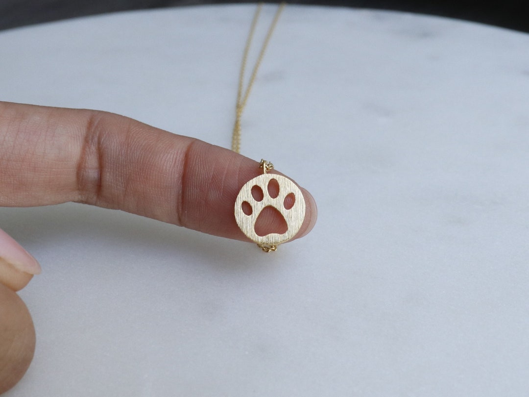 18K Gold Dipped Puppy Paw Print Cutout Necklace, Furry Friend Tribute ...