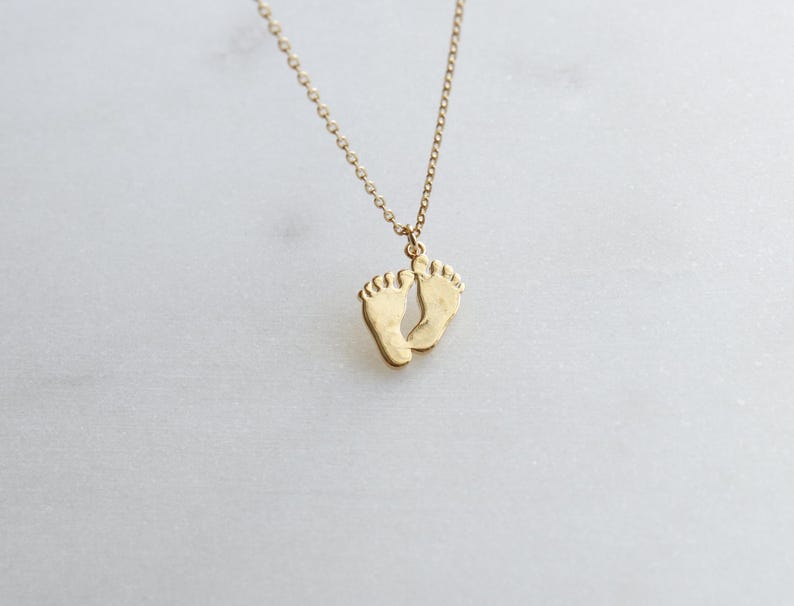 Dainty Cute Feet Pendant Necklace, Toes Precious Footprints, Gold ...