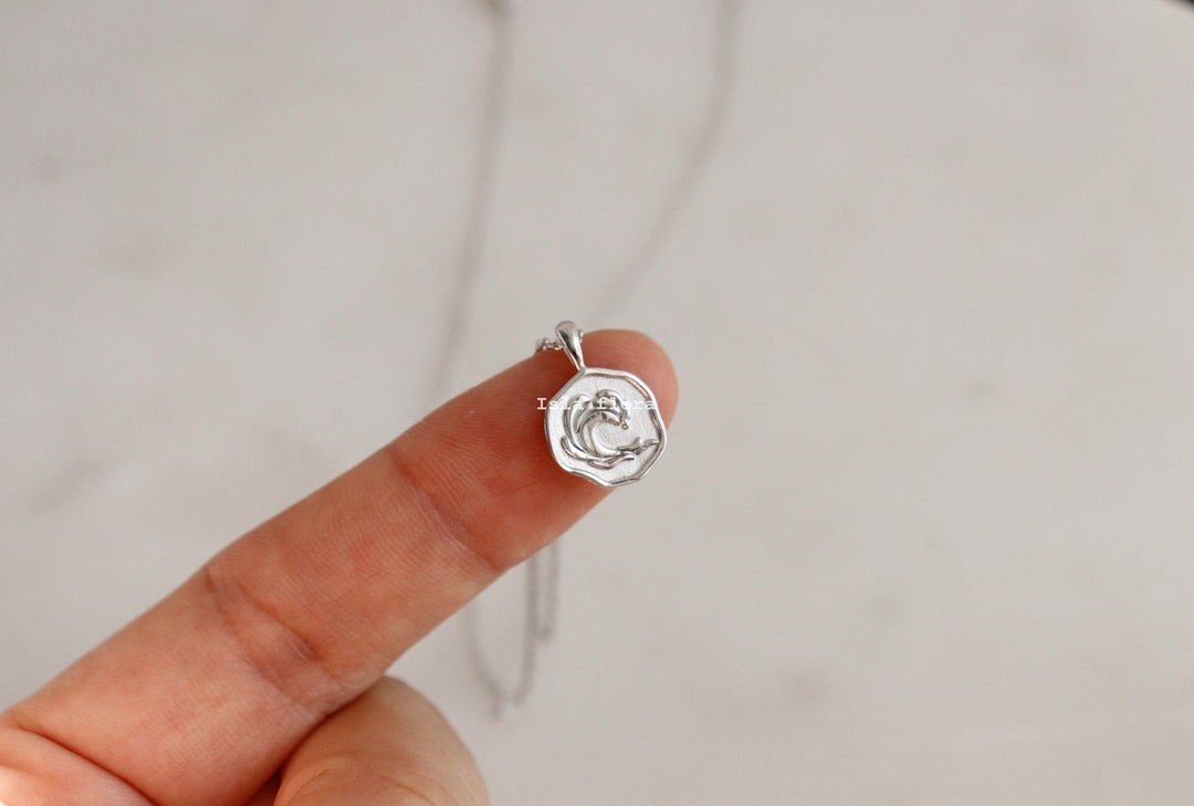Powerful Water Element Melted Coin Look Necklace, Waves Serene and ...