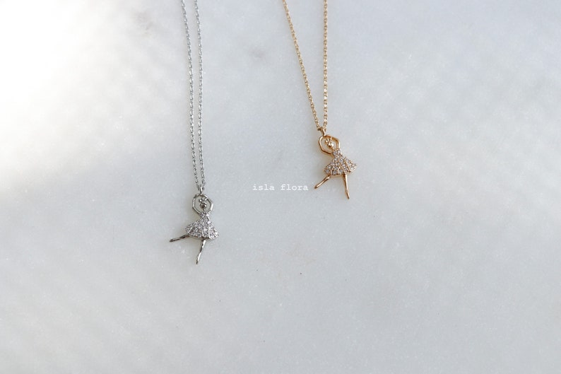Dancer Ballerina Paved Pendant Necklace, Dance Position Elegant, Chic ...