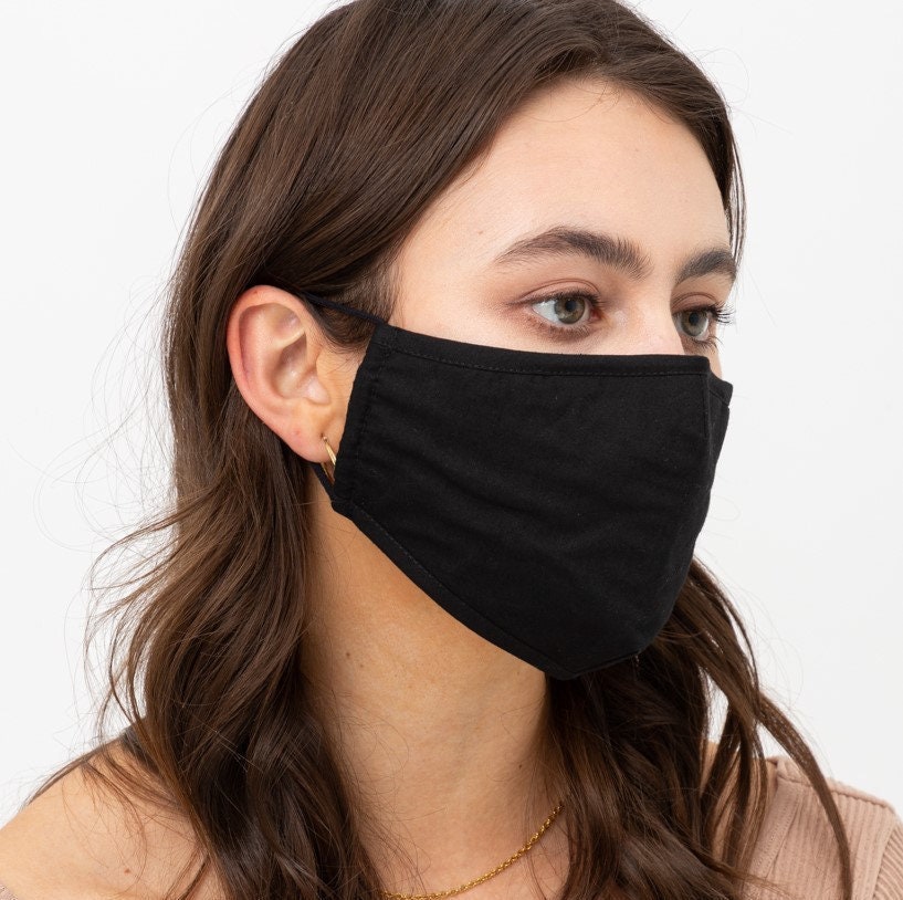 1pc Adjustable Solid Black Face Mask Comfortable Mask | Etsy