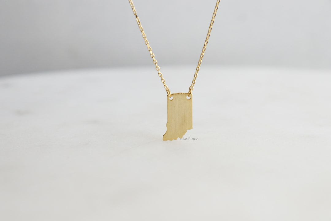 Brushed Indiana State Pendant Necklace, Hoosier State Pride, Fine, Gold ...