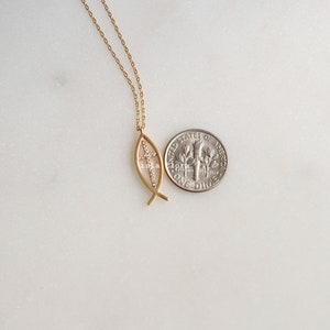 18k Gold Dipped Studded Cross Ichthys Necklace, Christian Symbol ...
