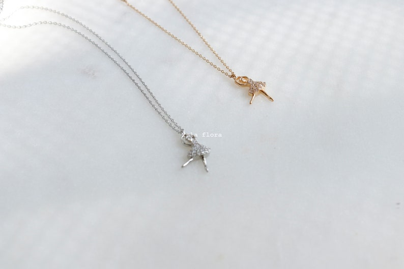 Dancer Ballerina Paved Pendant Necklace, Dance Position Elegant, Chic ...