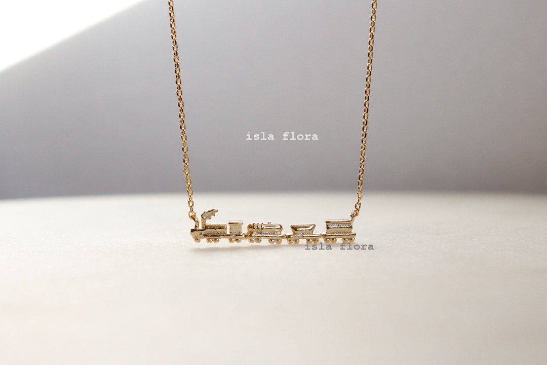 Dainty Steam Train Box Car Necklace, Detailed 18K Gold Dipped, Chic ...