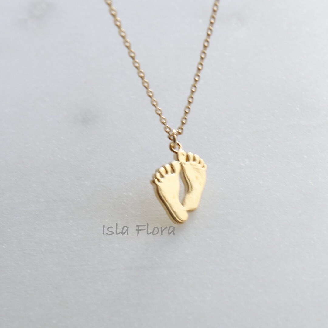 Dainty Cute Feet Pendant Necklace, Toes Precious Footprints, Gold ...