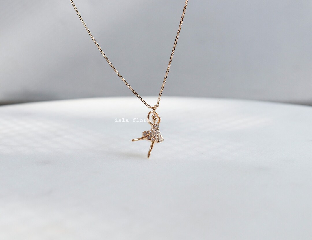 Dancer Ballerina Paved Pendant Necklace, Dance Position Elegant, Chic ...