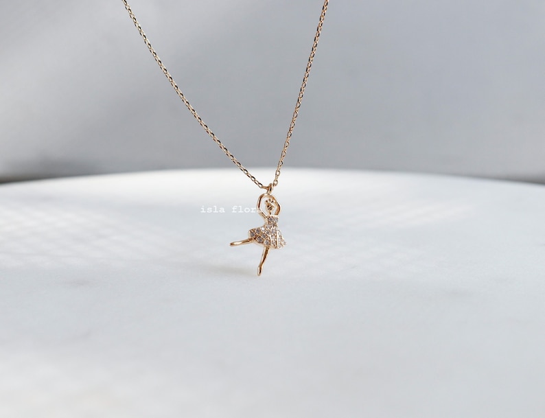 Dancer Ballerina Paved Pendant Necklace, Dance Position Elegant, Chic ...