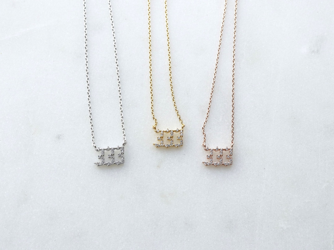 Triple 333 Angel Number Charm Necklace, 18k Gold Plated, Silver Cubic ...