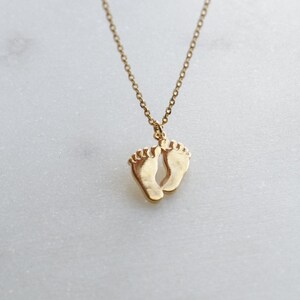 Dainty Cute Feet Pendant Necklace, Toes Precious Footprints, Gold ...