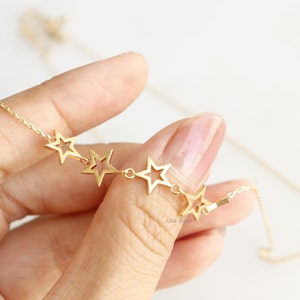 Starlink Necklace 18K Gold Dipped Cut Out Multiple Stars Chain, Dainty ...