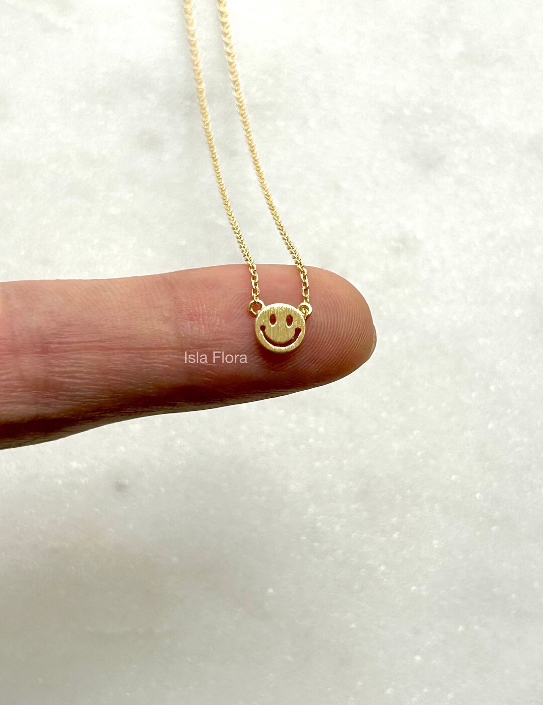 Micro Mini Happy Face Charm Necklace, Positive Vibes Everywhere, Simple ...