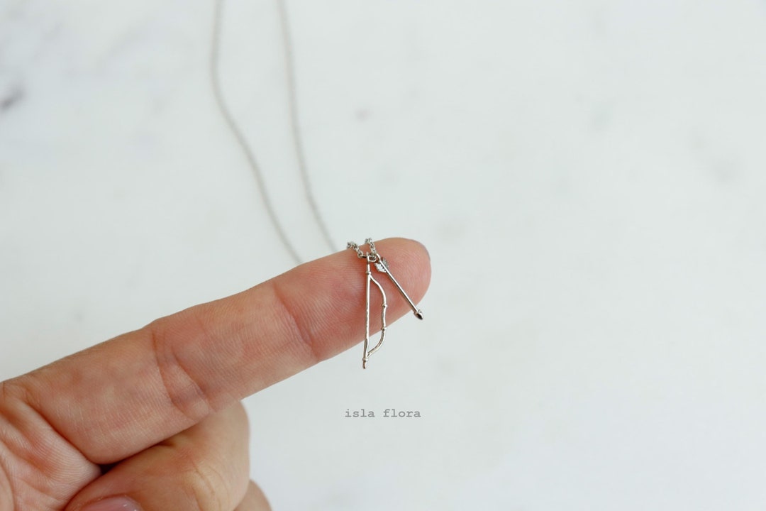 Tiny Bow & Arrow Necklace, Gold, Silver Romantic Cupid Arrow Charms ...