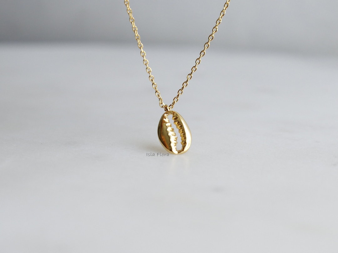 Dainty Cowrie Seashell Necklace, Gold Plated, Silver Realistic, Beach ...