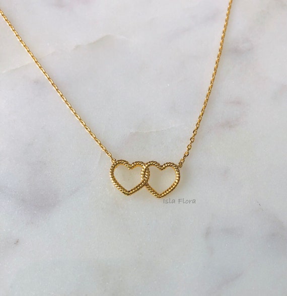 Double heart charm necklace store