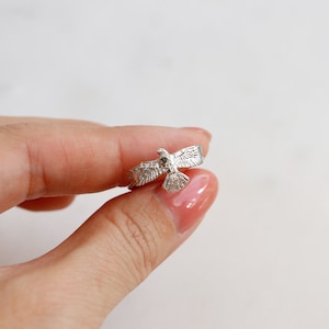 Full Eagle or Hawk Brass Ring, Flying, Delicate Gold Plated, Spread ...