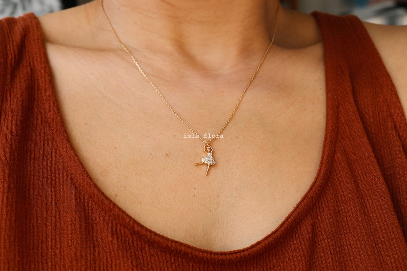 Dancer Ballerina Paved Pendant Necklace, Dance Position Elegant, Chic ...