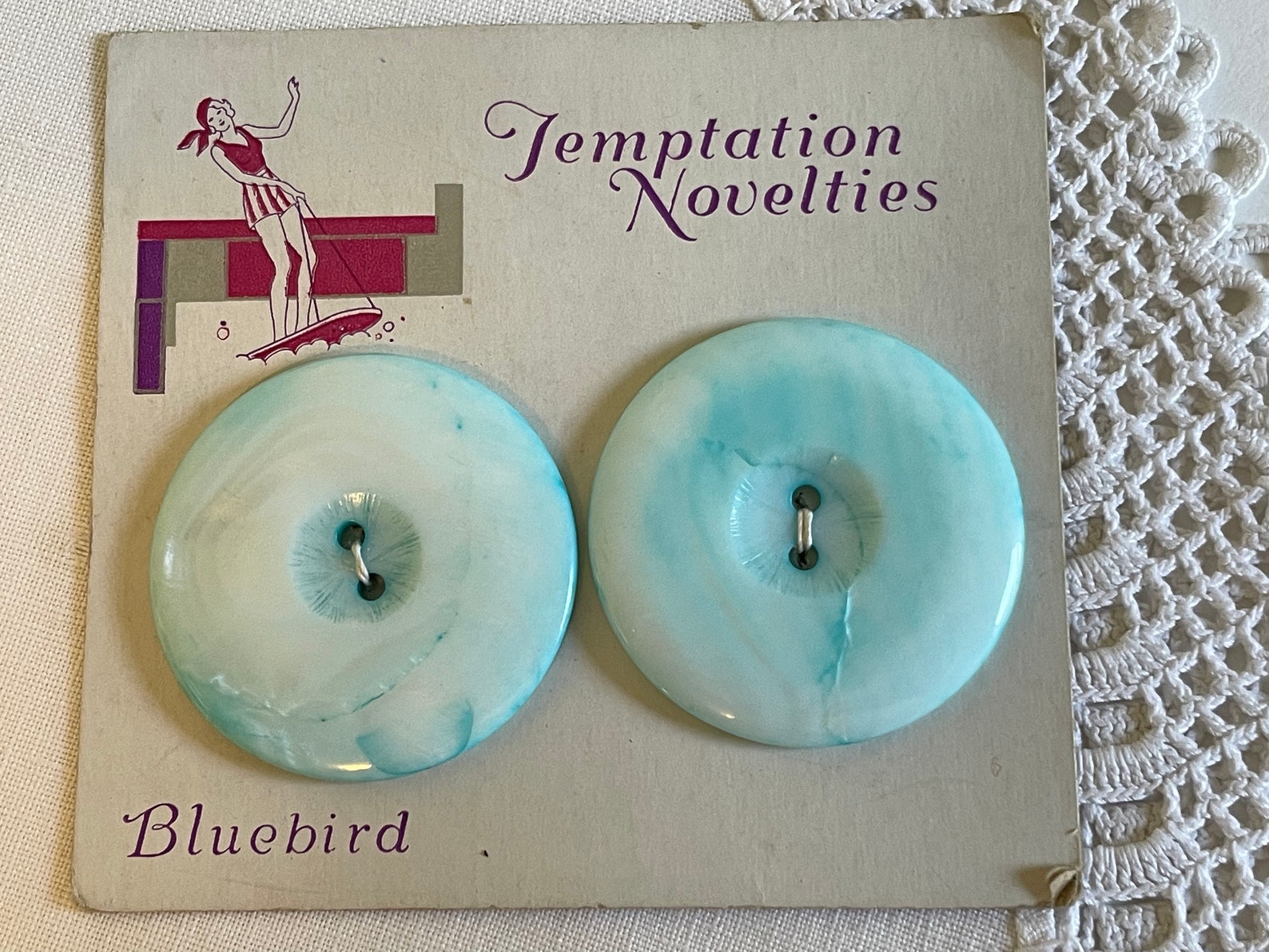 Large Dyed MOP Buttons on Vintage Bluebird Card - Etsy