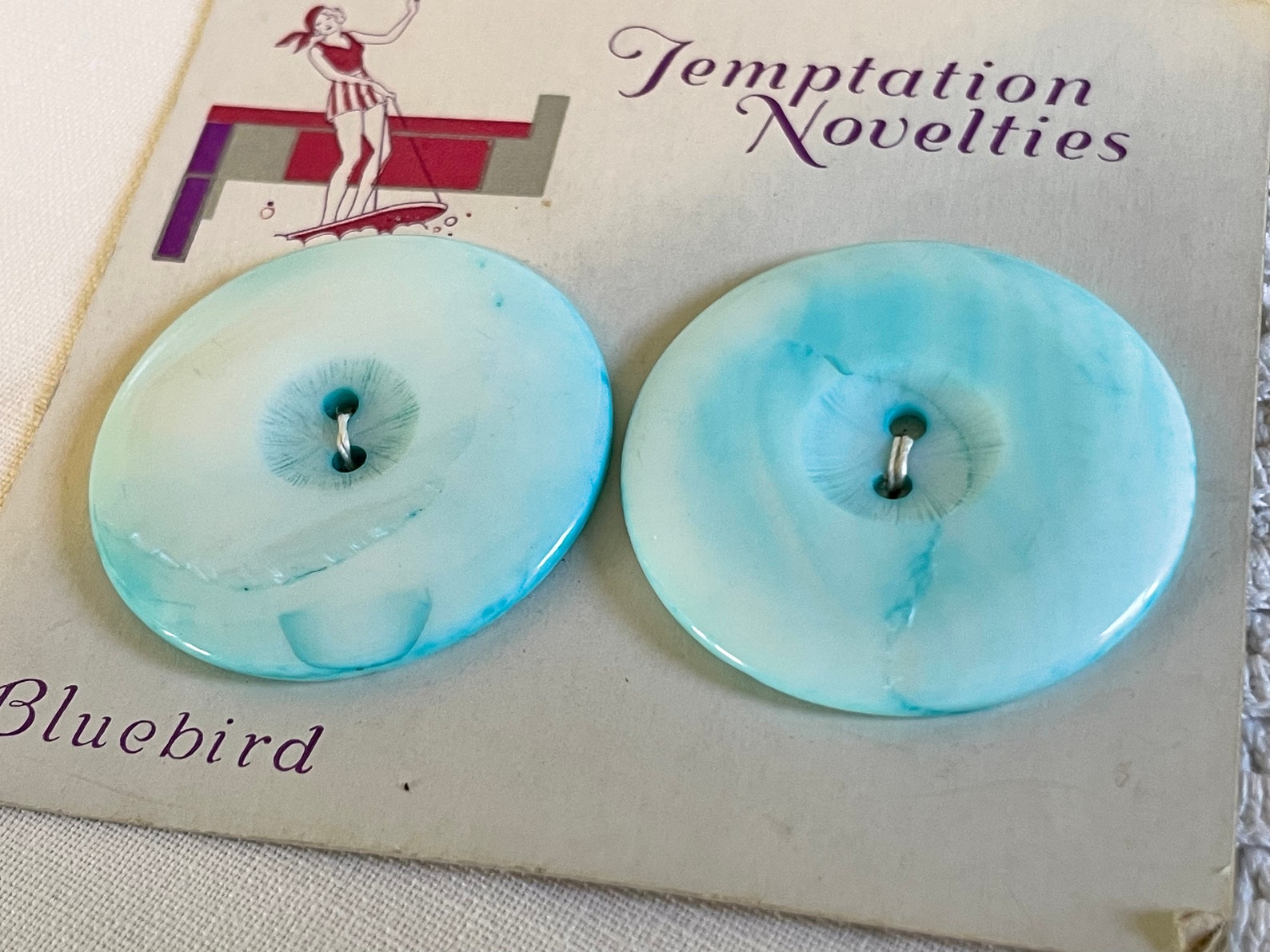 Large Dyed MOP Buttons on Vintage Bluebird Card - Etsy