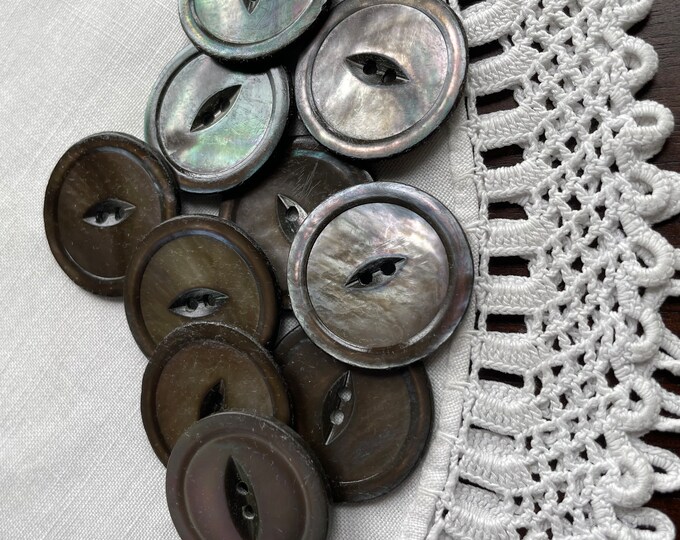 Set of 10 Vintage Shell Buttons, Slate Color - Etsy