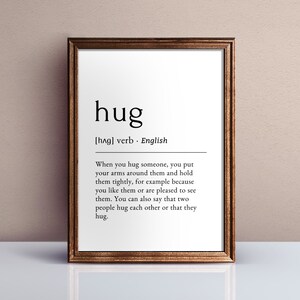 Hug Definition Printable Wall Poster Instant Download A4 - Etsy