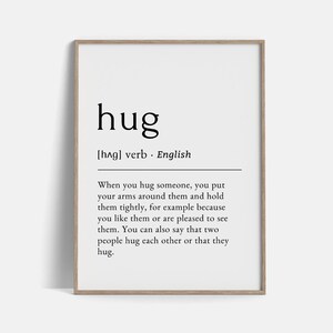 Hug Definition Printable Wall Poster Instant Download A4 - Etsy