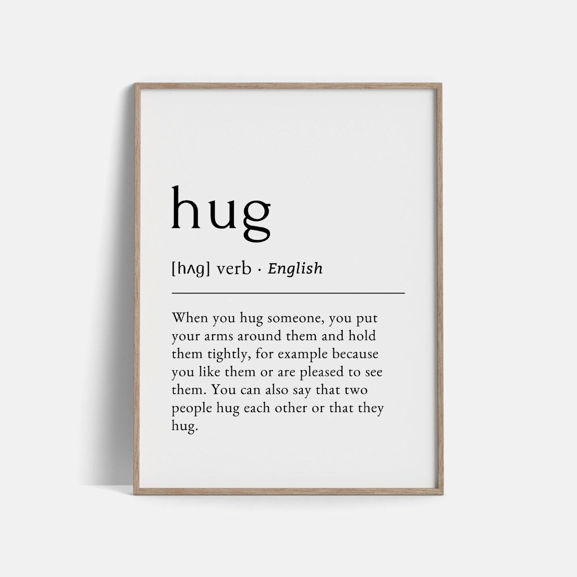 Hug Definition Printable Wall Poster Instant Download A4 - Etsy