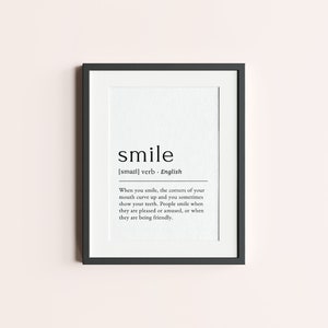 Smile Definition Printable Wall Poster Instant Download A4 - Etsy