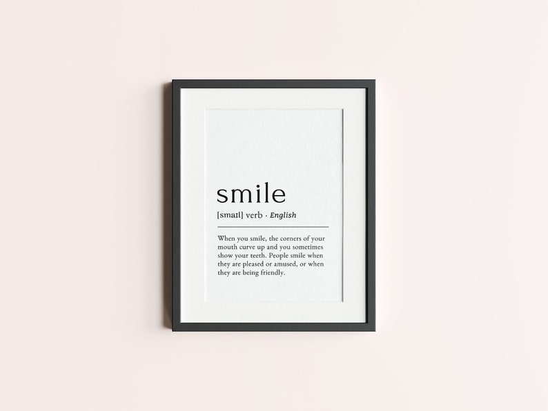 Smile Definition Printable Wall Poster Instant Download A4 - Etsy