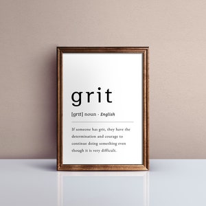 Grit Definition Poster Printable Wall Poster Instant Download - Etsy