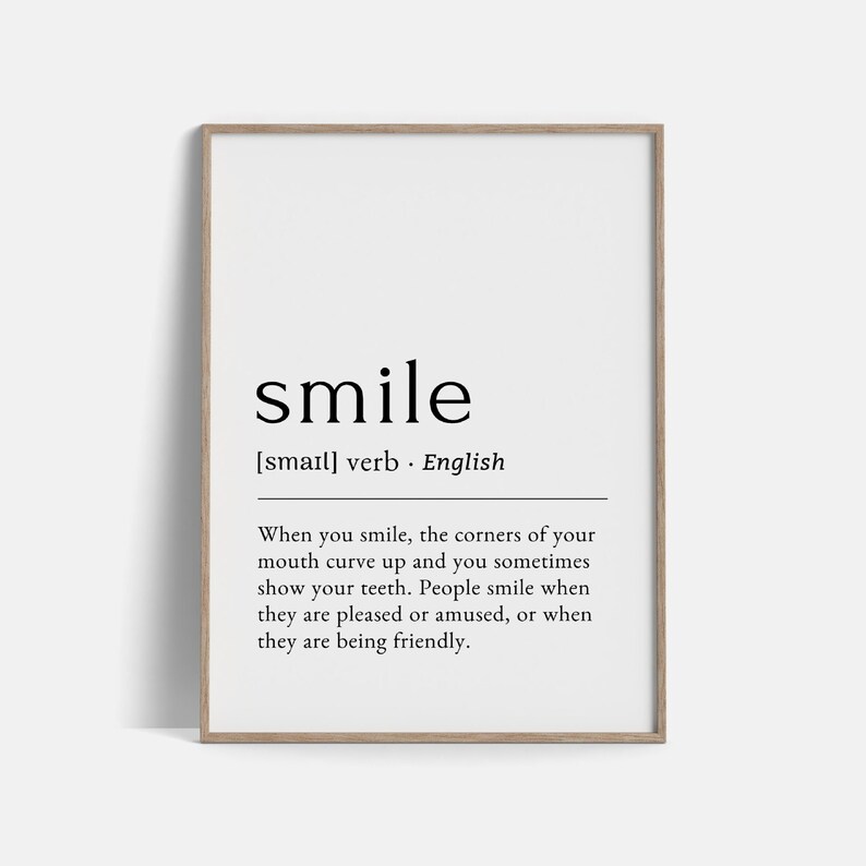 Smile Definition Printable Wall Poster Instant Download A4 - Etsy