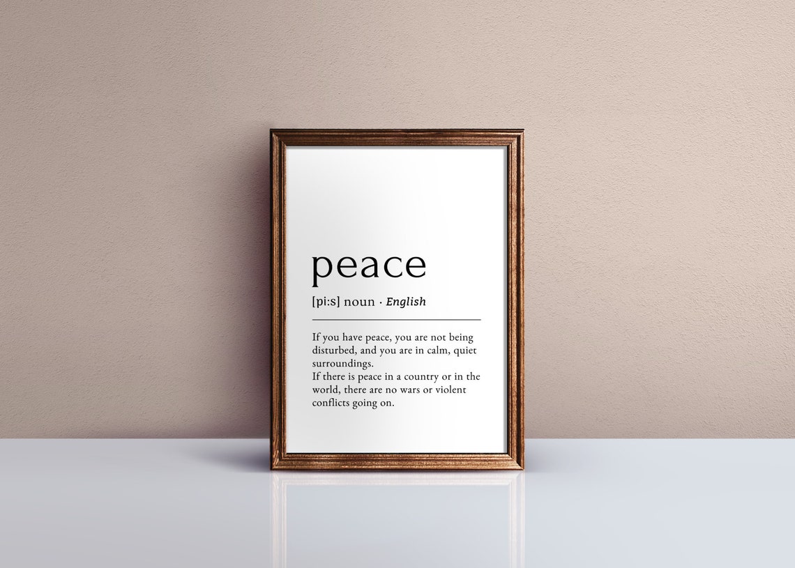 Peace Definition Printable Wall Poster Instant Download A4 - Etsy