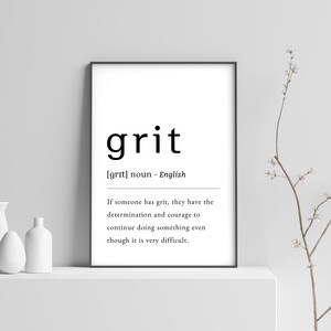 Grit Definition Poster Printable Wall Poster Instant Download - Etsy