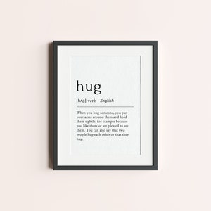 Hug Definition Printable Wall Poster Instant Download A4 - Etsy