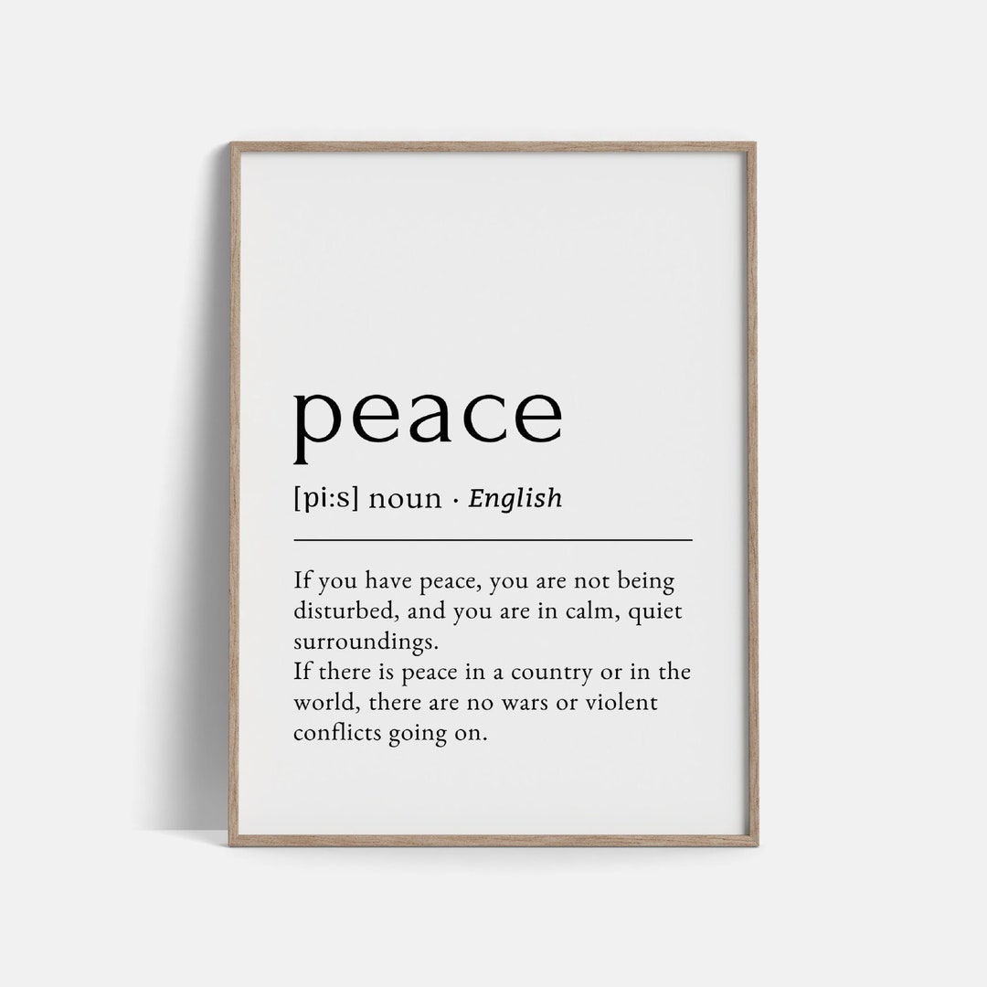 Peace Definition Printable Wall Poster Instant Download A4 - Etsy