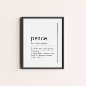 Peace Definition Printable Wall Poster Instant Download A4 - Etsy