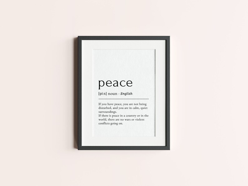 Peace Definition Printable Wall Poster Instant Download A4 - Etsy