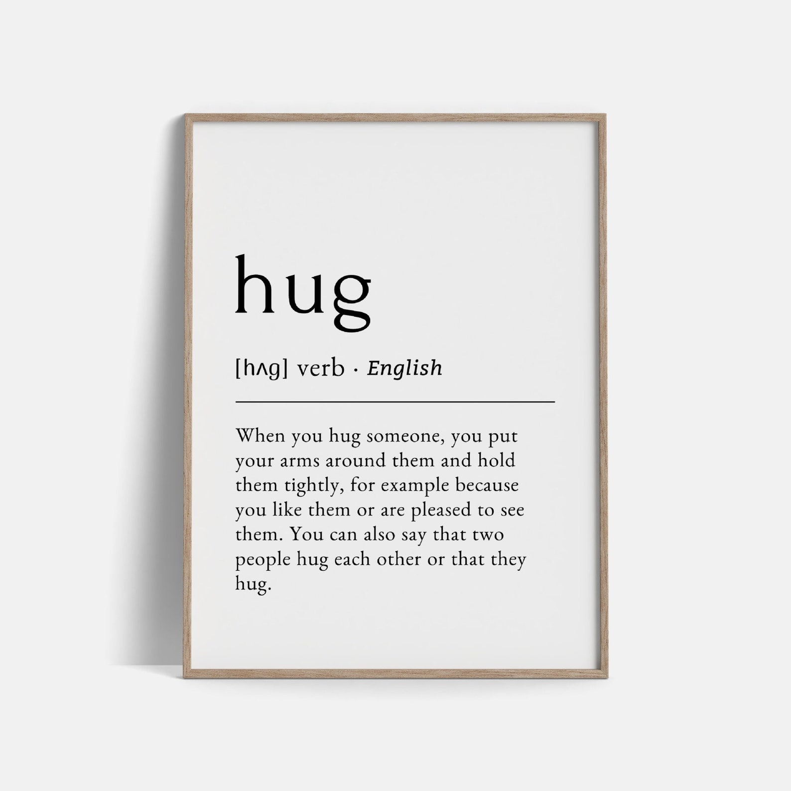 Hug Definition Printable Wall Poster Instant Download A4 - Etsy