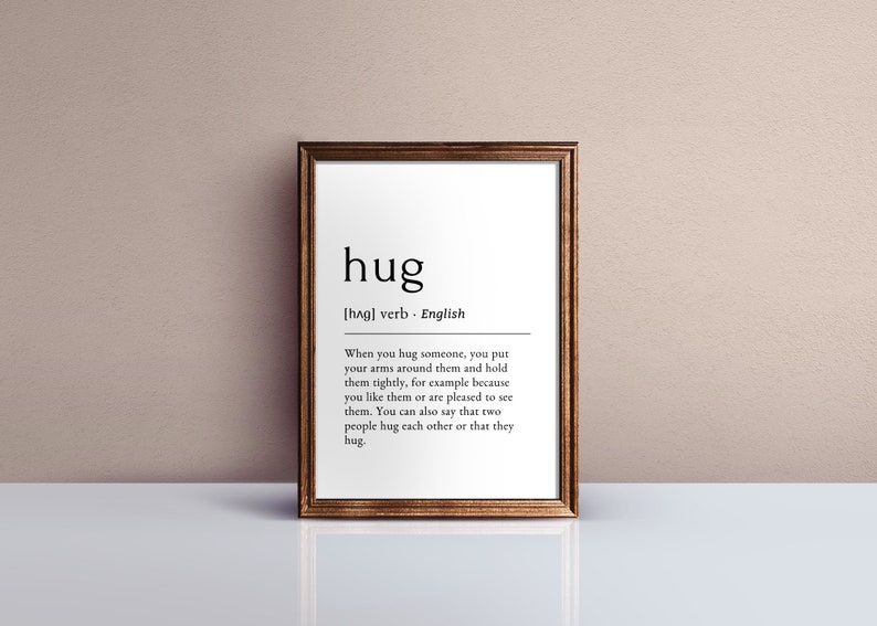 Hug Definition Printable Wall Poster Instant Download A4 - Etsy