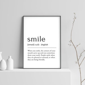 Smile Definition Printable Wall Poster Instant Download A4 - Etsy