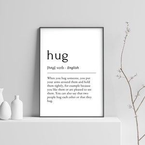 Hug Definition Printable Wall Poster Instant Download A4 - Etsy