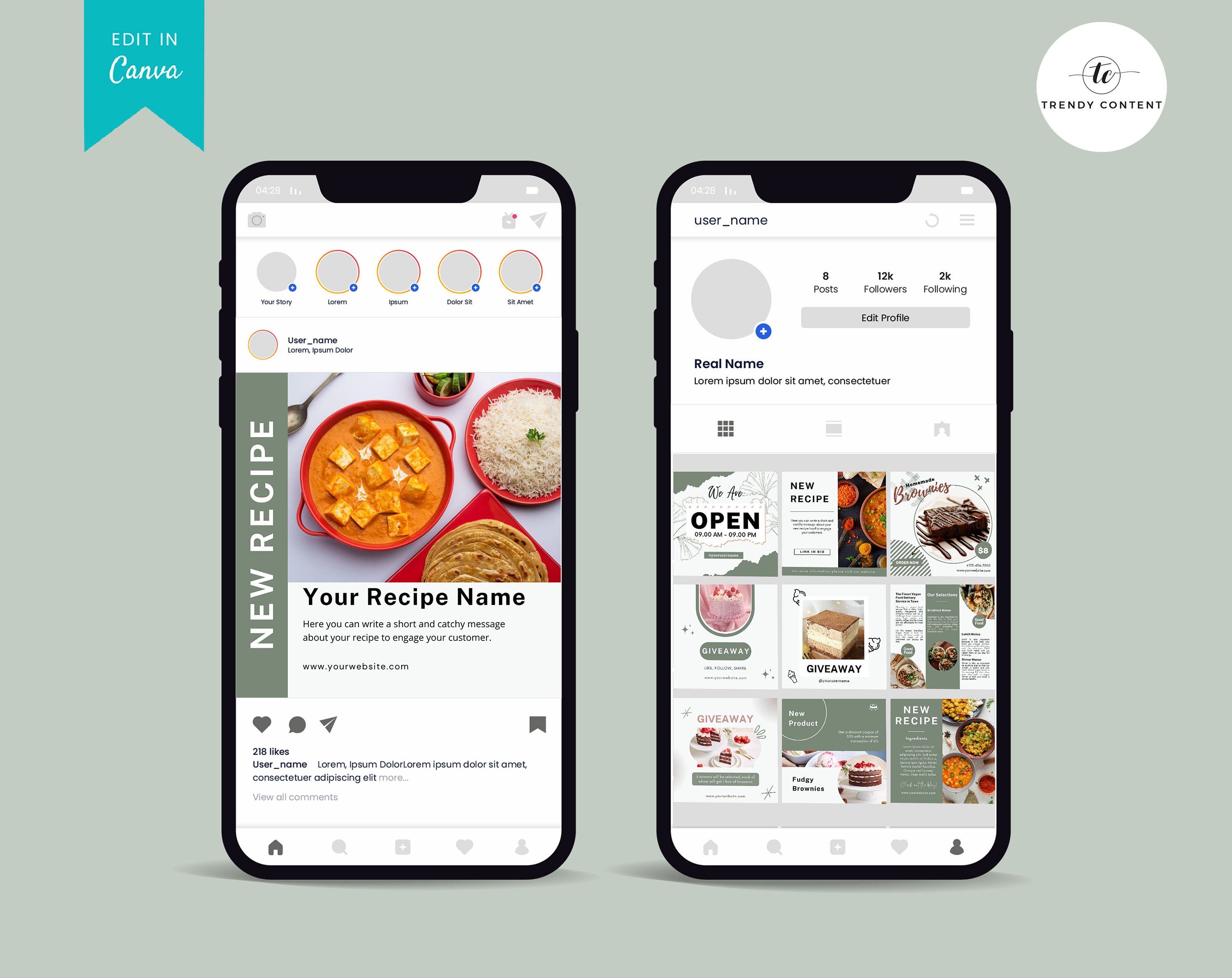 Food & Restaurant Instagram Templates Editable Social Media - Etsy