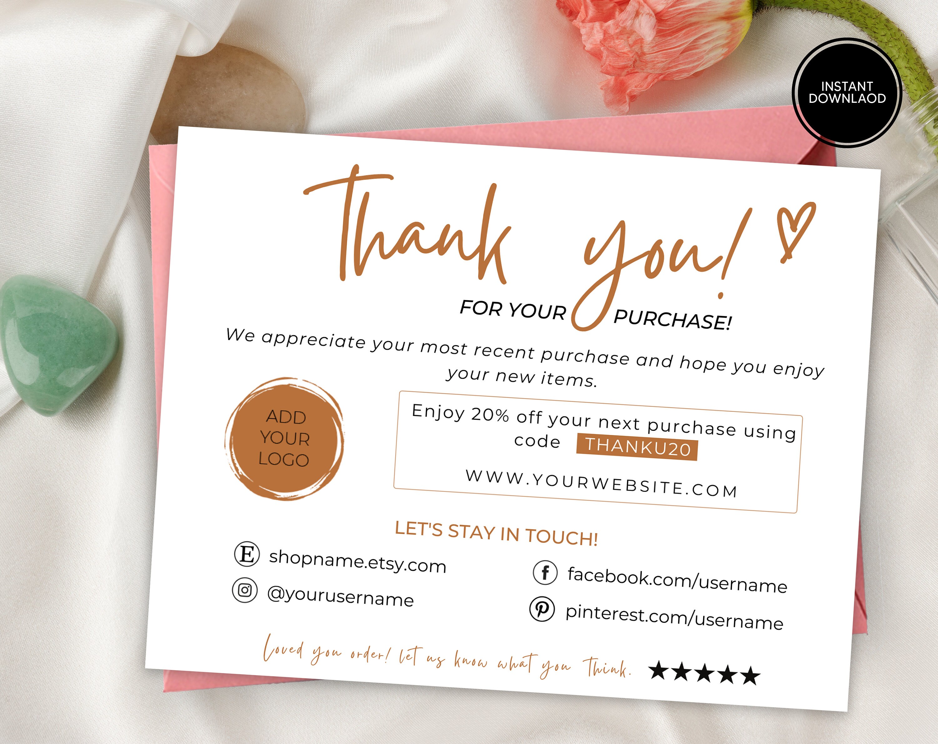 Poshmark thank you card template Printable Thank You Card | Etsy