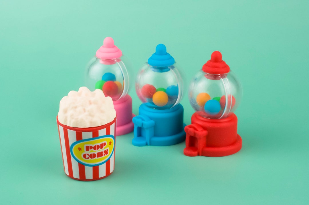 Popcorn and Gumball Machine Vending Eraser Rubber Iwako Japan "color ...