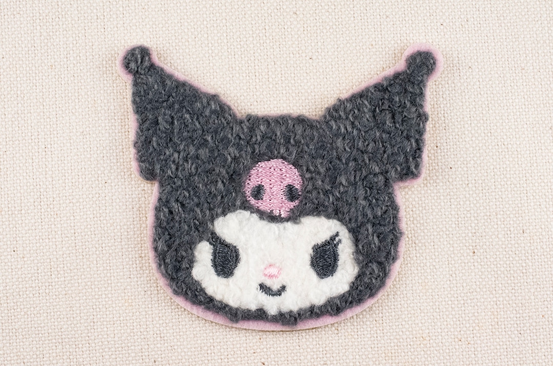 Fluffy KUROMI My Melody Character Iron on Patch 3 Embroidery Decorative Applique DIY Japan ...